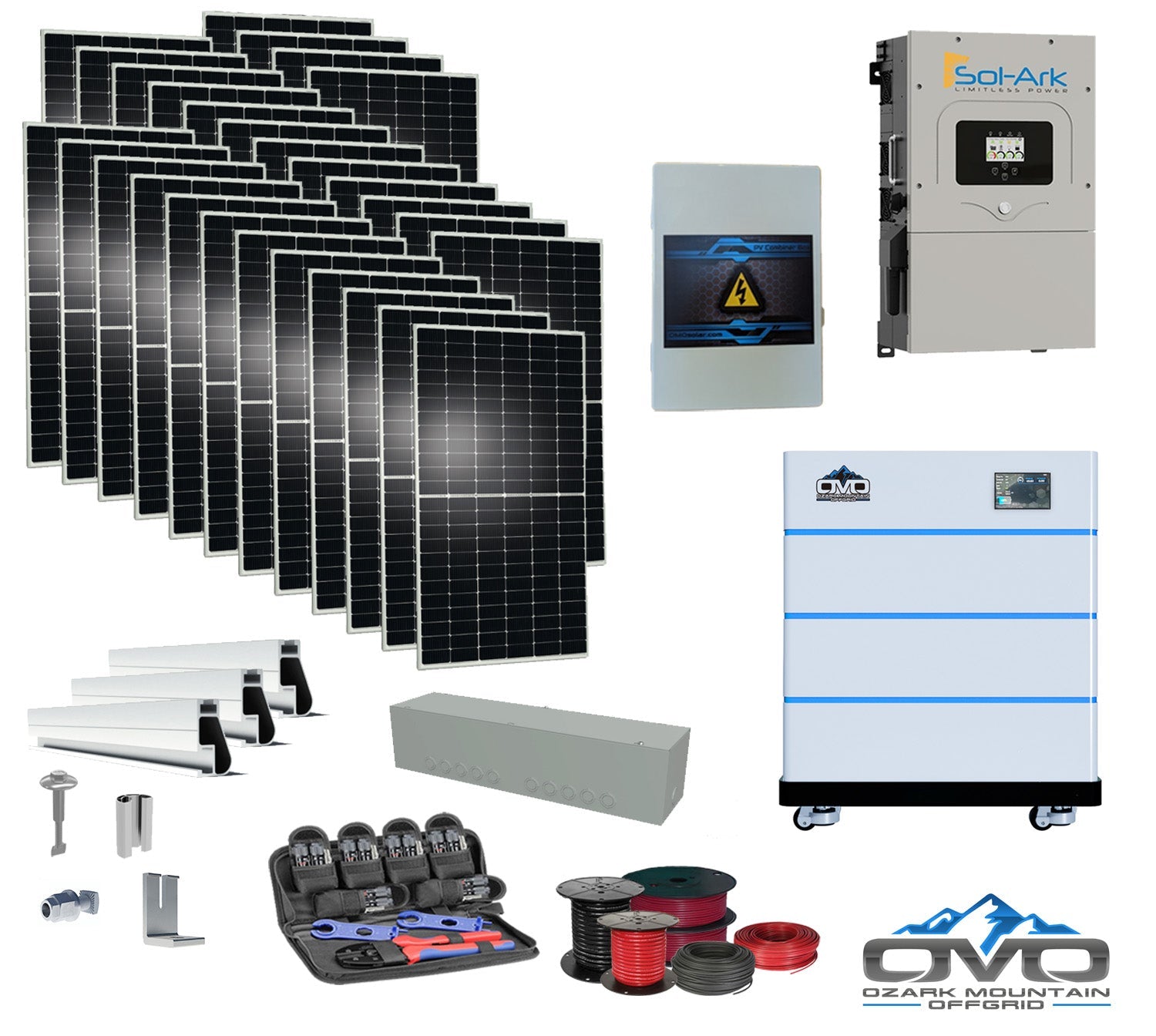 15KW Complete Offgrid Solar Kit - 15K Sol-Ark Inverter + 15.36KW OMO S ...