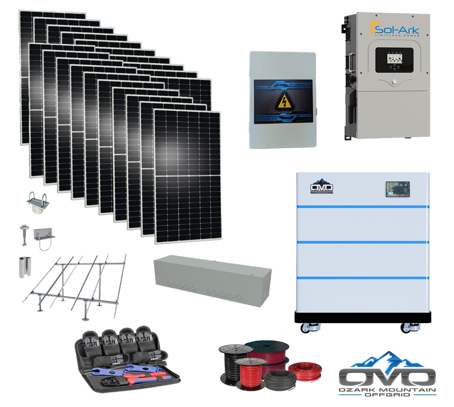 10KW Complete Offgrid Solar Kit - 15K Sol-Ark Inverter + 15.36KW OMO S ...