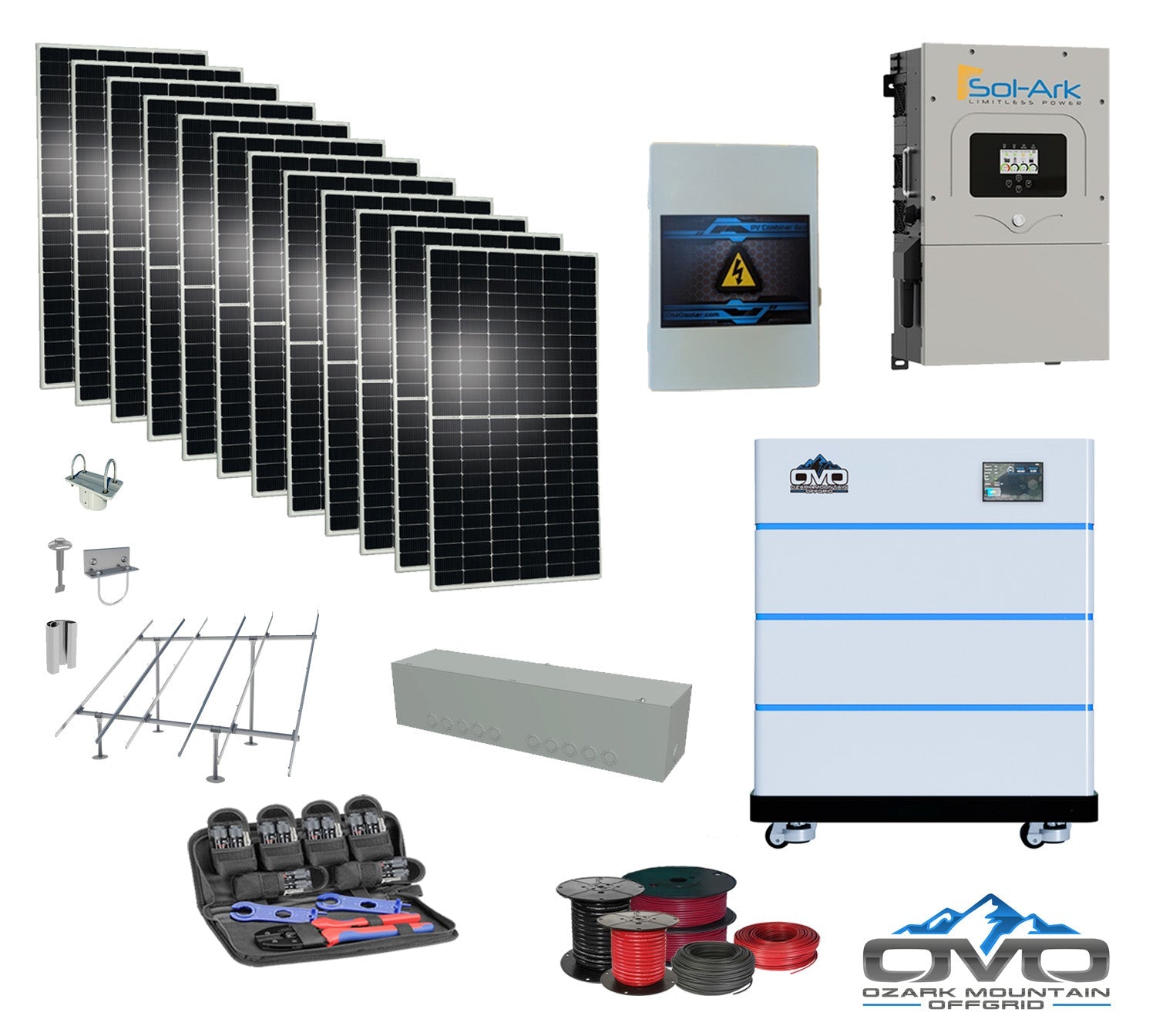 6KW Complete Offgrid Solar Kit - 15K Sol-Ark Inverter + 15.36KW OMO St ...