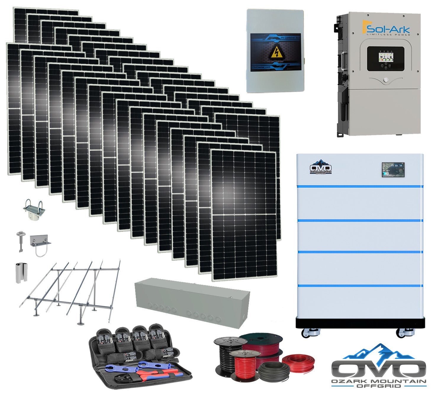 17KW Complete Offgrid Solar Kit - 15K Sol-Ark Inverter + 20.48KW OMO S ...