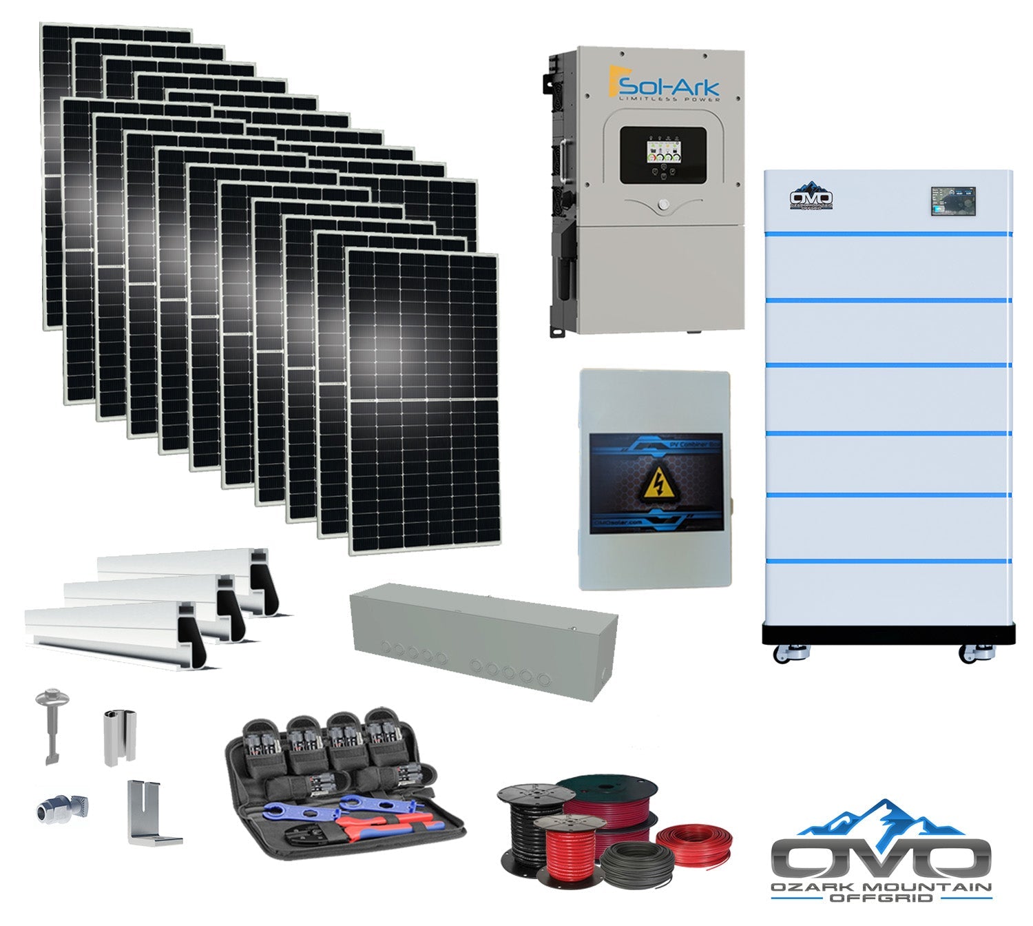10KW Complete Offgrid Solar Kit - 15K Sol-Ark Inverter + 30.72KW OMO S ...