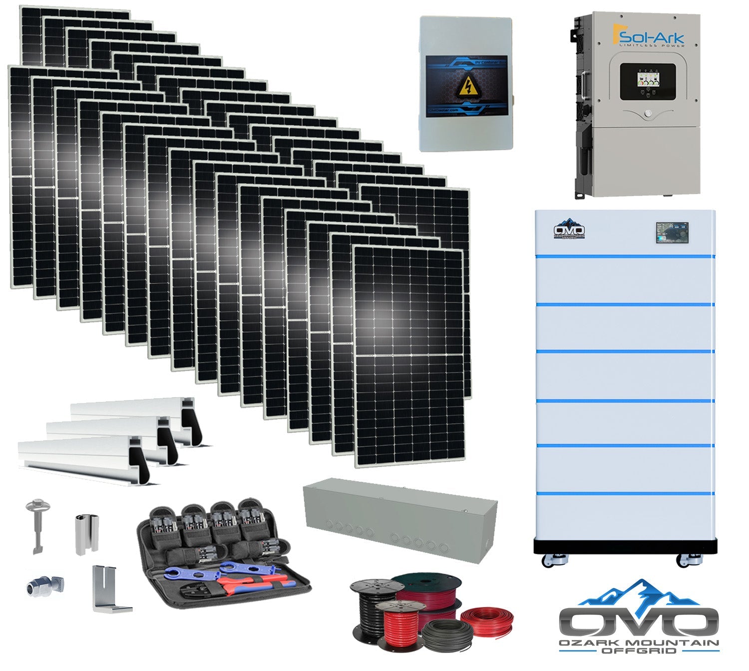 17KW Complete Offgrid Solar Kit - 15K Sol-Ark Inverter + 30.72KW OMO S ...