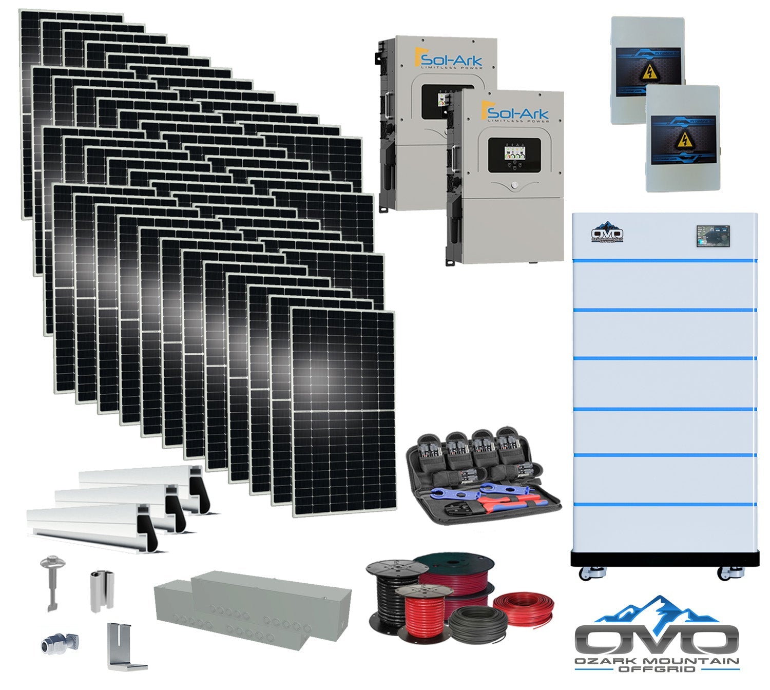 25KW Complete Offgrid Solar Kit - 15K Sol-Ark Inverter + 30.72KW OMO S ...