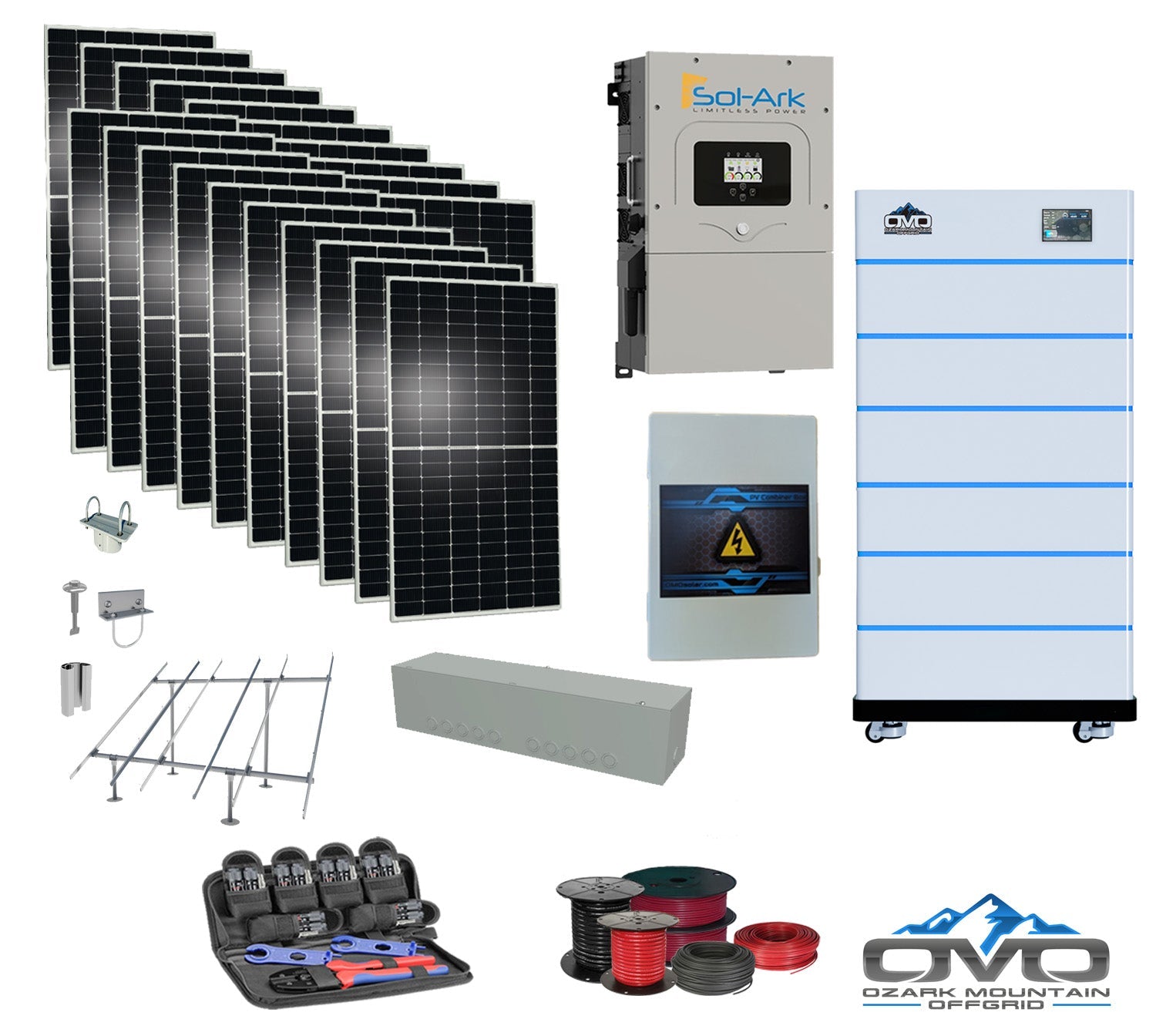 10KW Complete Offgrid Solar Kit - 15K Sol-Ark Inverter + 30.72KW OMO S ...