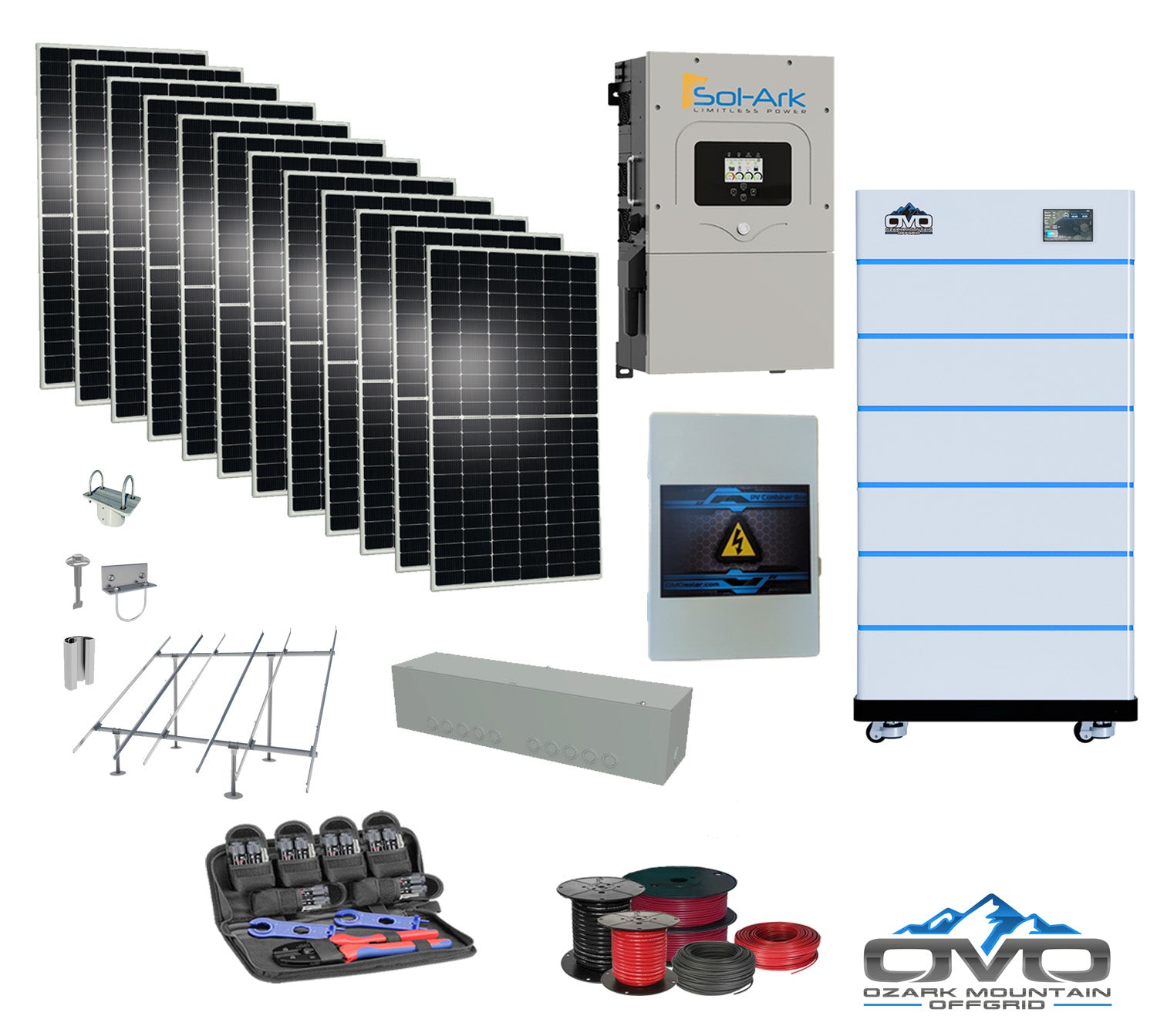 6KW Complete Offgrid Solar Kit - 15K Sol-Ark Inverter + 30.72KW OMO St ...