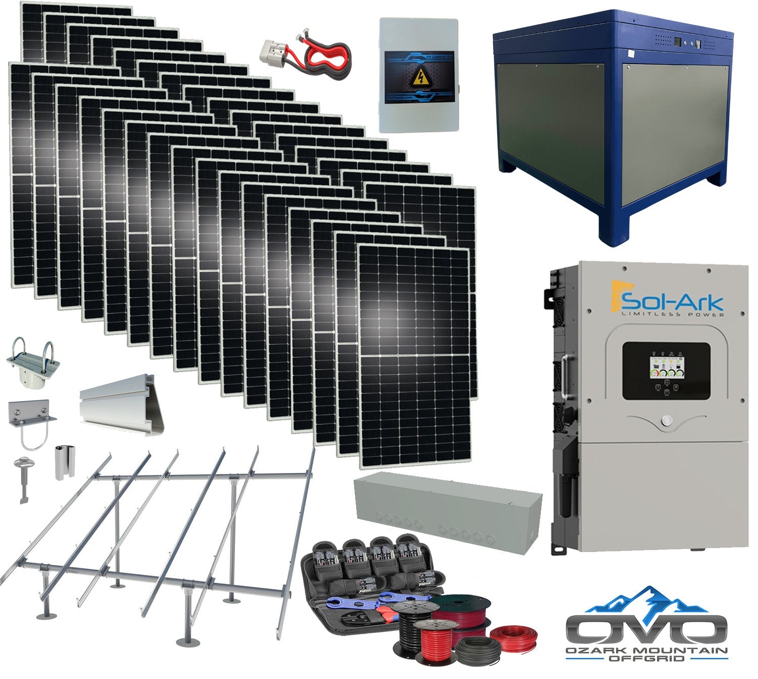 17KW Complete Offgrid Solar Kit - 62kWh Lithium Battery + 15K Sol-Ark ...