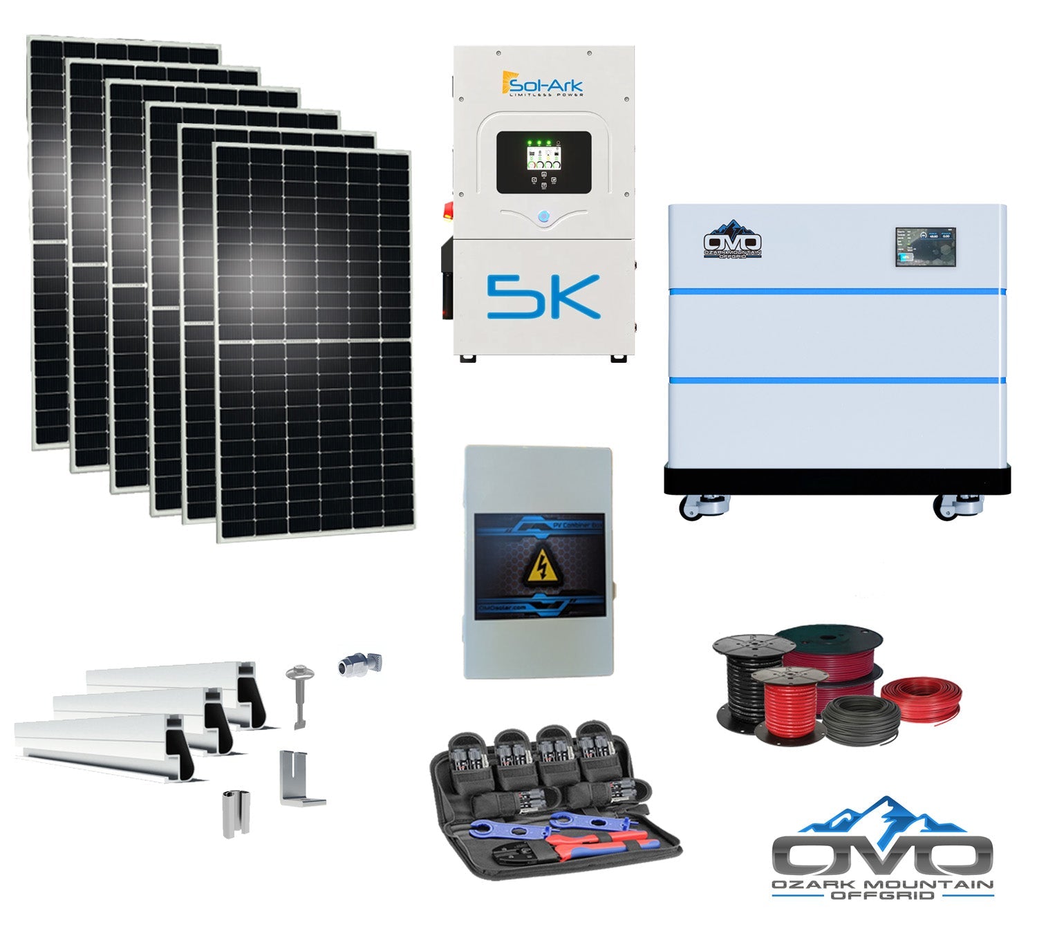 3.3KW Complete Offgrid Solar Kit + 5K Sol-Ark Inverter + 10.24KW OMO S ...